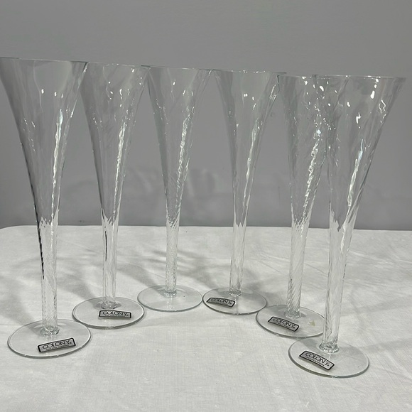 colony | Dining | Colony Optic Swirl Champagne Flutes Trumpet Glasses ...